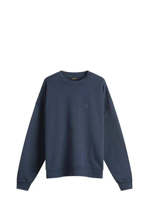 ANINE BING Miles Framed Monogram Sweatshirt - Washed Navy