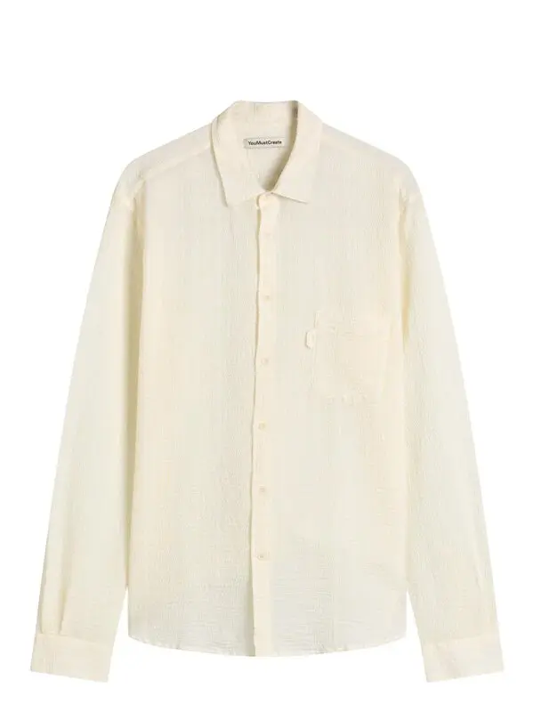 You Must Create Curtis Seersucker Stripe Shirt - White/yellow