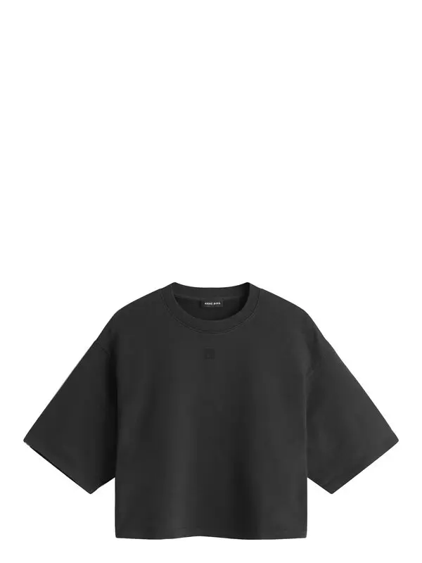 ANINE BING Myers Cropped T-shirt - Faded Black French Terry