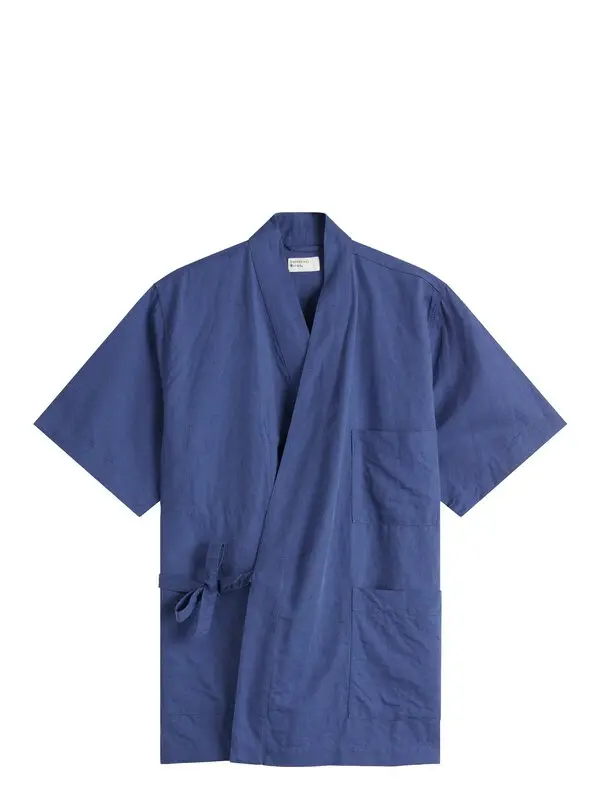 Universal Works Linen Cotton Kyoto Work Shirt - Blue
