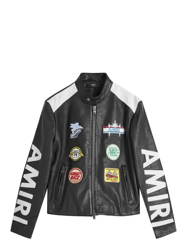 Amiri Patch Racer Leather Jacket - Black