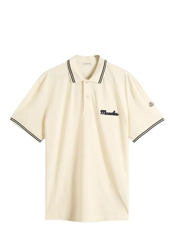Moncler Short Sleeve Logo Polo - White