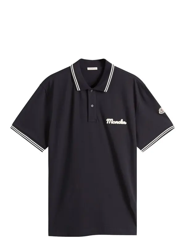 Moncler Short Sleeve Logo Polo - Navy