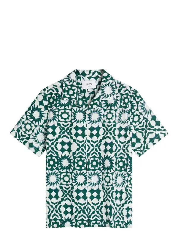 WAX LONDON Didcot Sketch Geo Vacation Shirt - Green/white