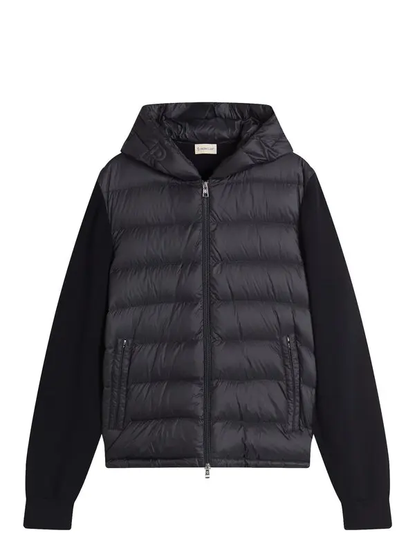 Moncler Hybrid Zip Through Hooded Jacket - Navy