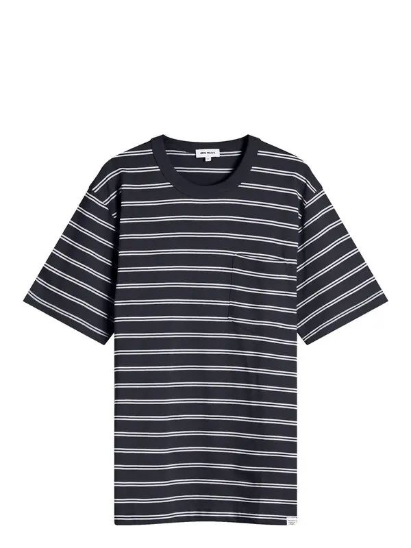 Norse Projects Holger Sailor Stripe Pocket T-shirt - Dark Navy