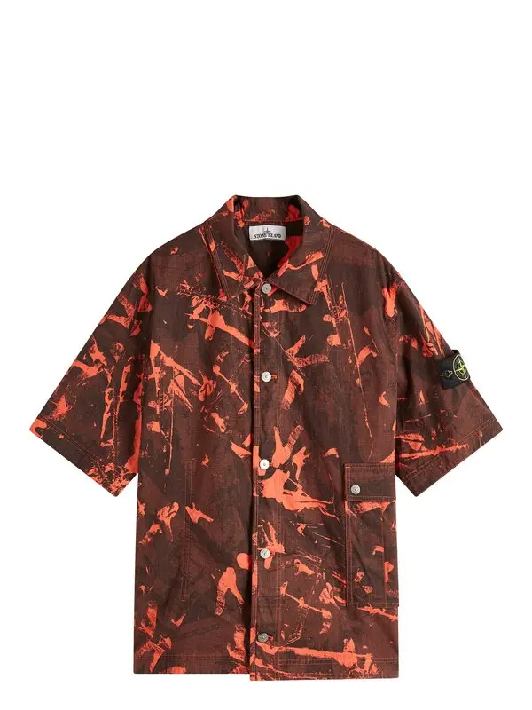 Stone Island Scan Camo Ripstop-ovd Short Sleeve Shirt - Black