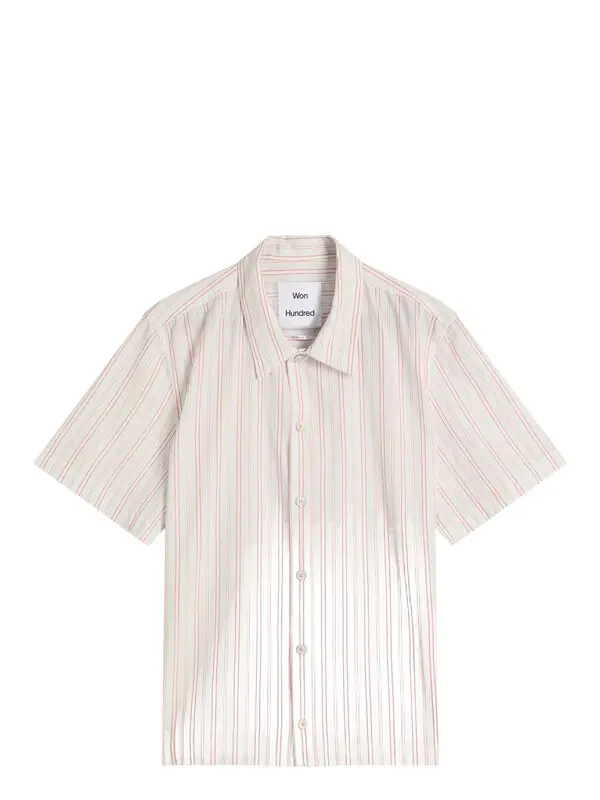 WON HUNDRED Kirk Stripe Short Sleeve Shirt - Red Stripe