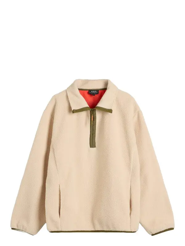 A.p.c. Willy Sherpa Fleece Half Zip - Off White