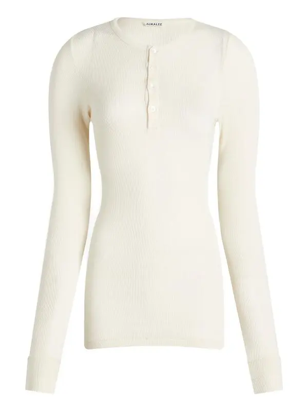 Auralee Organic Soft Rib Pullover - Ivory