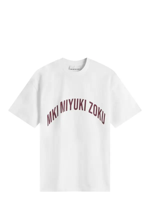 MKI MIYUKI ZOKU Arch T-shirt - White/burgundy
