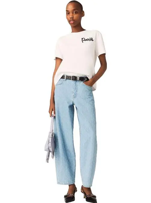 Maje T-shirt With Embroidered Paris Logo - White