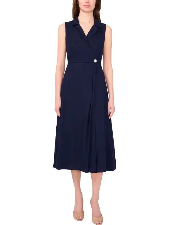 Halogen Wrap Front Sleeveless Midi Dress - Classic Navy