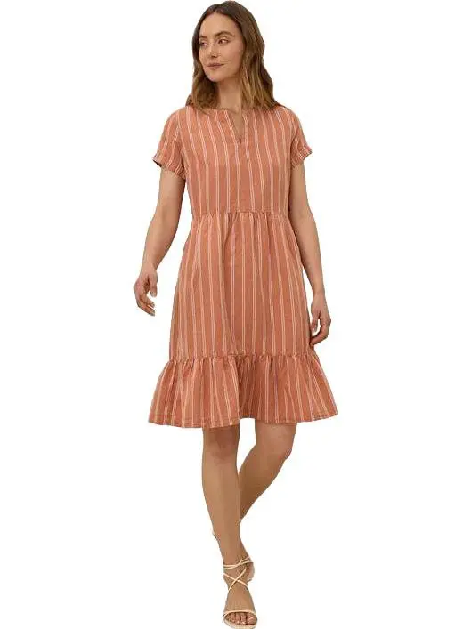 PACT Canopy Linen Notch Neck Dress - Hermosa Stripe