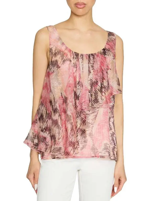 Santorelli Bonnie Sleeveless Ruffled Top - Sweet Pea Multi