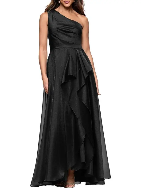 XSCAPE EVENINGS One-shoulder Organza Gown - Black