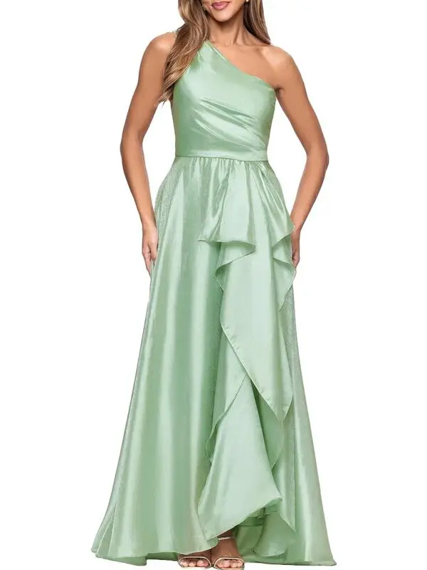 XSCAPE EVENINGS One-shoulder Organza Gown - Sage