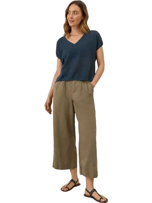 PACT Canopy Linen Pleated Trouser - Khaki Green