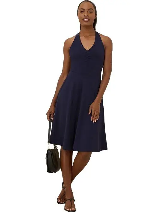 PACT Organic Cotton Fit & Flare Halter Dress - Eclipse