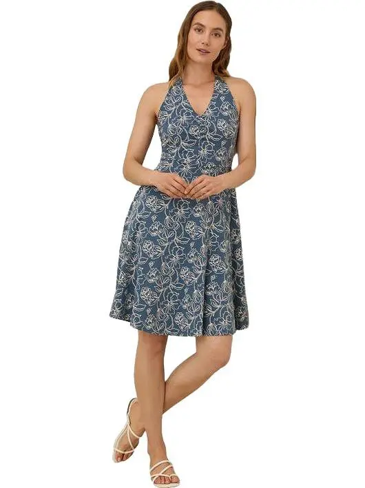 PACT Organic Cotton Fit & Flare Halter Dress - Looking Glass Floral