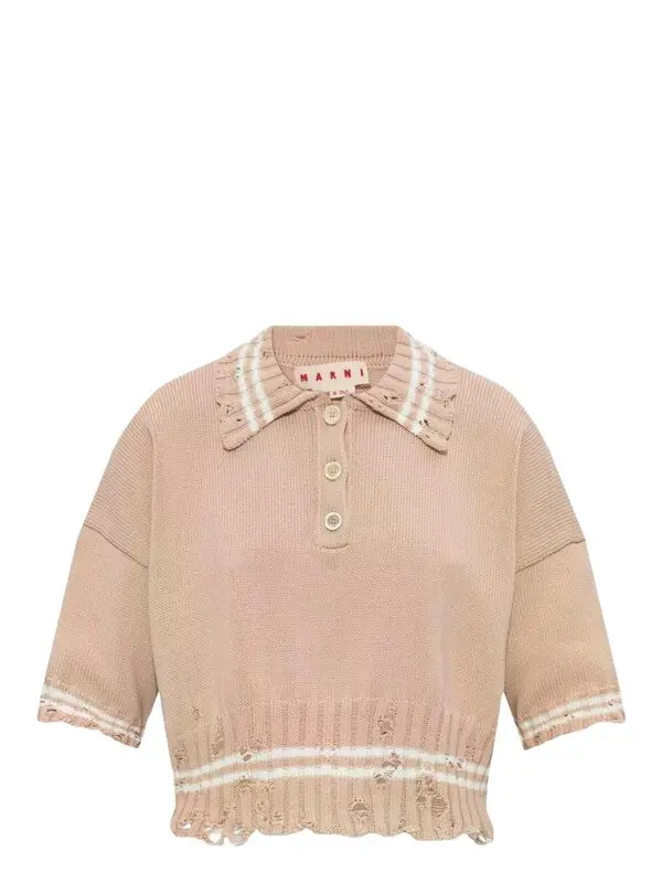 Marni Knitted Polo Top - Pink