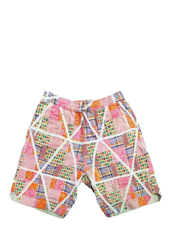 Engineered Garments Patchwork Shorts - Orange Cotton Lace Patchwork