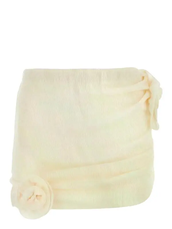 Magda Butrym Ruched Skirt With Floral Appliqu - Neutrals