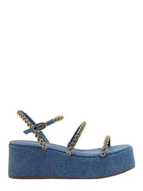 Larroude Gio Milanina Flatform Sandal - Blue