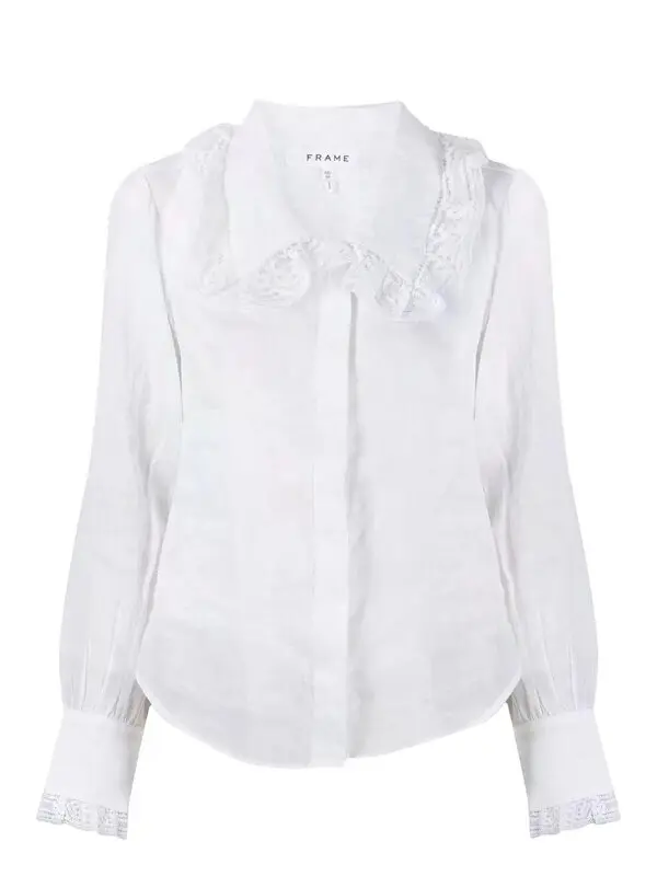 FRAME Lace-detailed Concealed Shirt - White