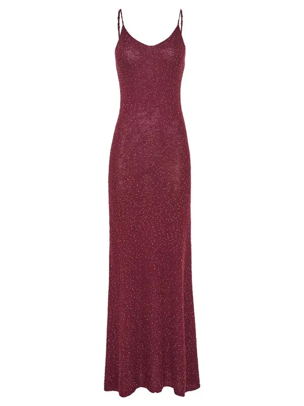 Gabriela Hearst Florian Beaded Cashmere-silk Slip Dress - Burgundy