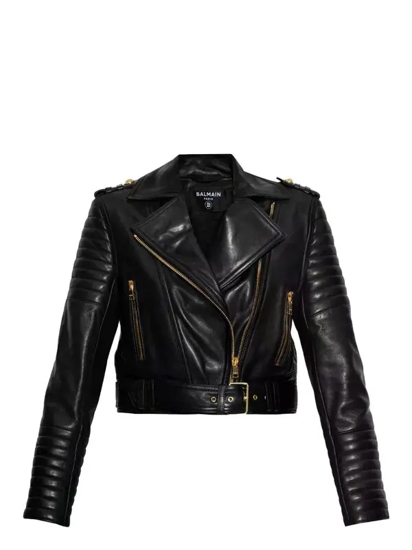 Balmain Leather Biker Jacket - Black