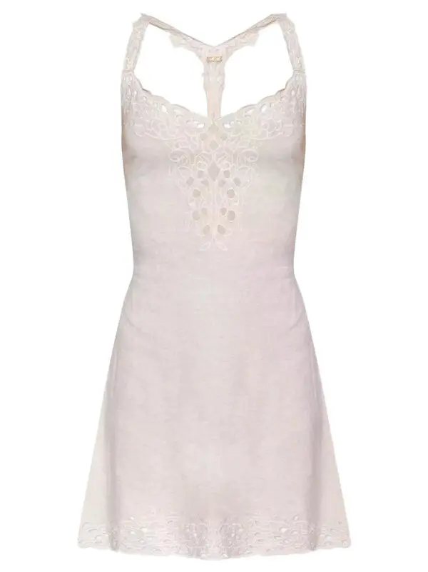 Cult Gaia Embroidered Lace Trim A-line Dress - Neutrals