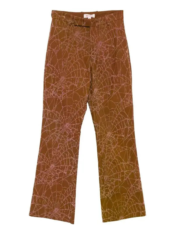 MASU Flocky Web Flare Trousers - Brown