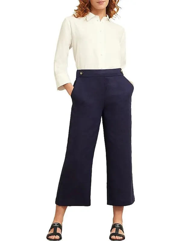 HOBBS LONDON Linen Wide Leg Trousers - True Navy