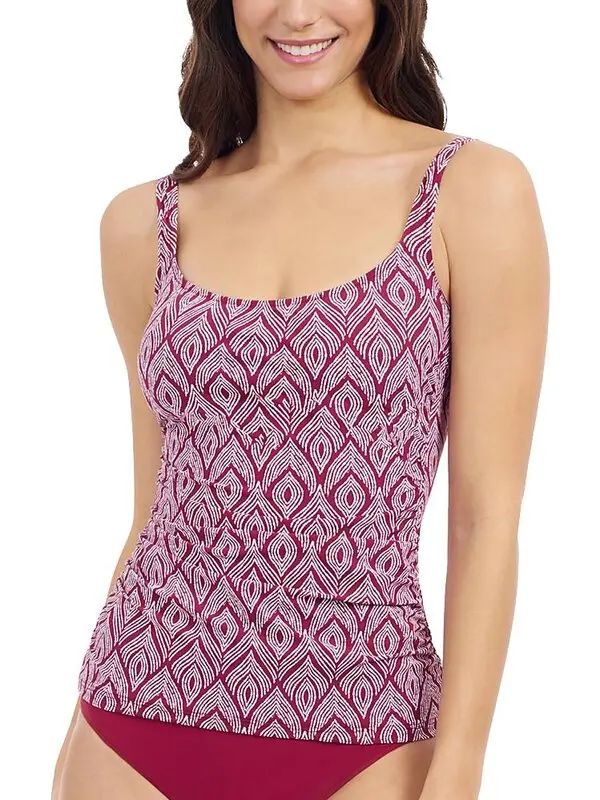 GOTTEX Plume Square Neck D Cup Tankini Top - Brick Wh