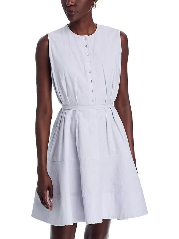 Proenza Schouler White Label Kenzie Linen And Cotton Dress - Light Oxford Melange