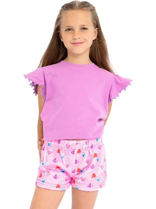 PREPPY GOOSE Chocolate Kisses Print Plush Lounge Shorts - Orchid