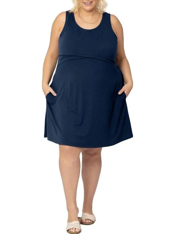 KINDRED BRAVELY Penelope Crossover Nursing Dress - Navy Blue