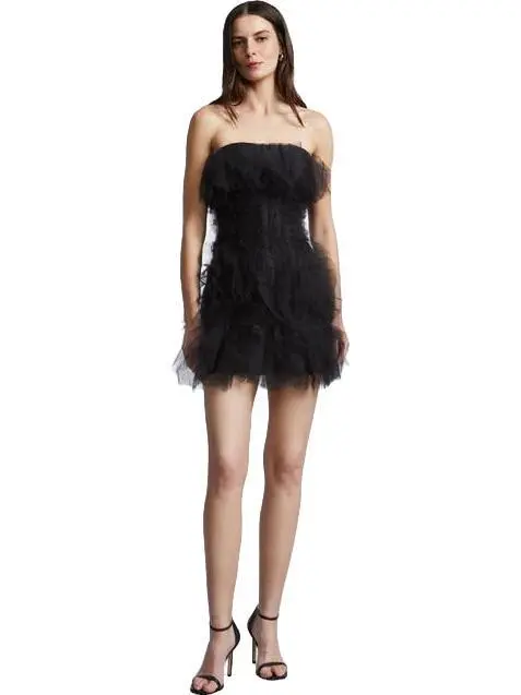 Bcbgmaxazria Solid Cascade Mini Dress - Black