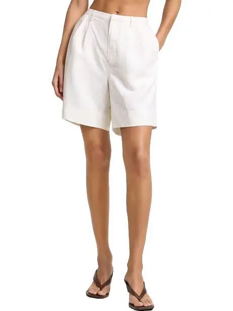 Onia Air Linen Pleated Bermuda Shorts - Natural