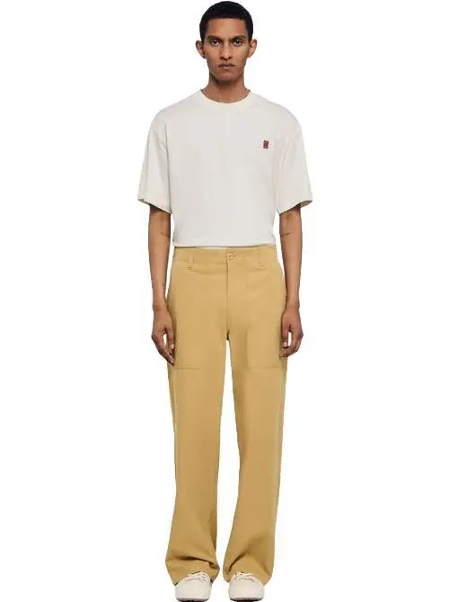 Sandro Wide-leg Cotton Trousers - Ocher Yellow