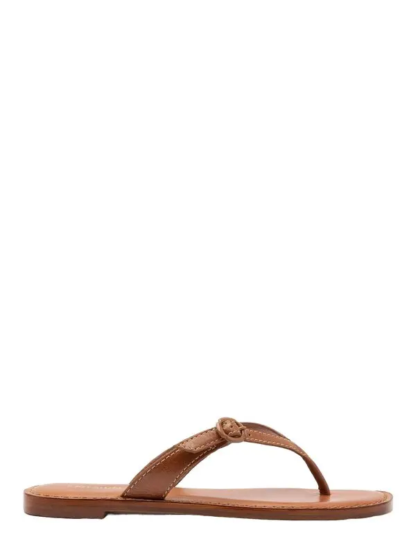 Larroude Mary Kate Flat Sandal - Caramel