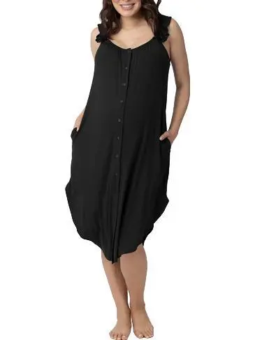 KINDRED BRAVELY Ruffle Strap Labor & Delivery Gown - Black