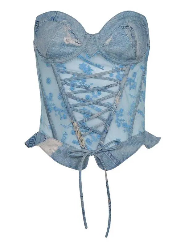 Andersson Bell Denim Print Bustier - Blue