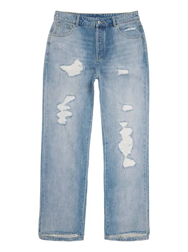 COLE BUXTON Distressed Straight-leg Jeans - Blue
