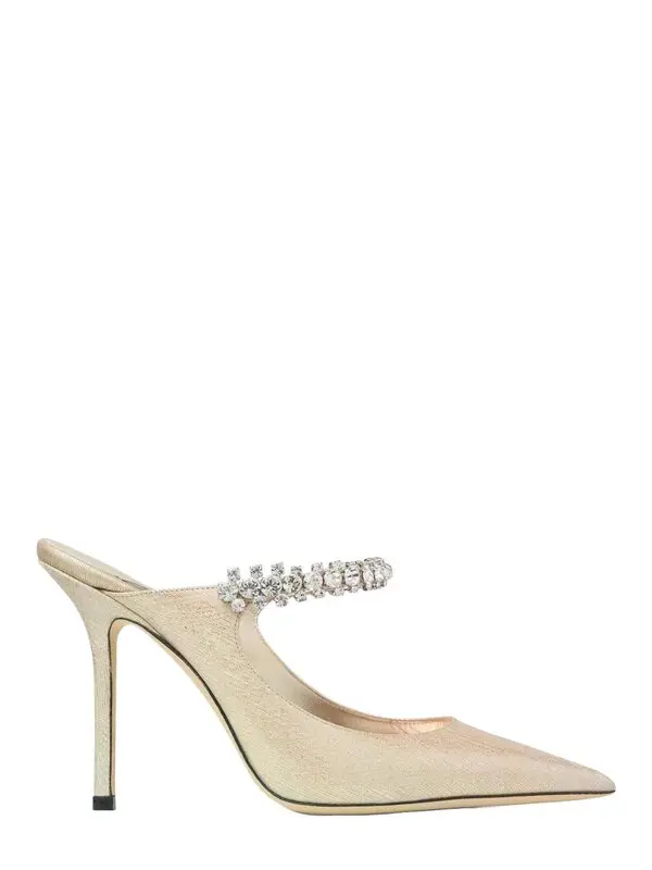 JIMMY CHOO Bing 100 Mules With Crystal Embellishments - Gold