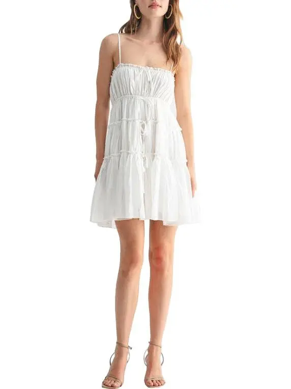 ALL IN FAVOR Tiered Mini Sundress - Off White