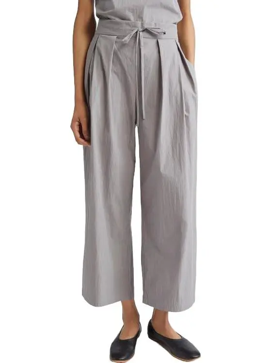 Lafayette 148 New York Dean Tie Waist Ankle Wide Leg Pants - Titanium