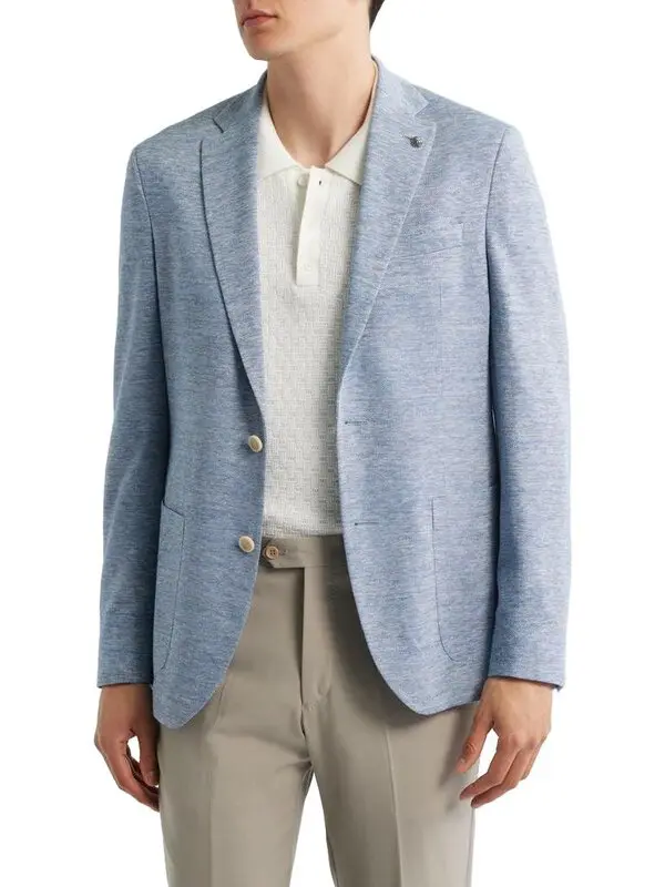 JACK VICTOR Hampton Mélange Knit Linen & Wool Blend Sport Coat - Light Blue