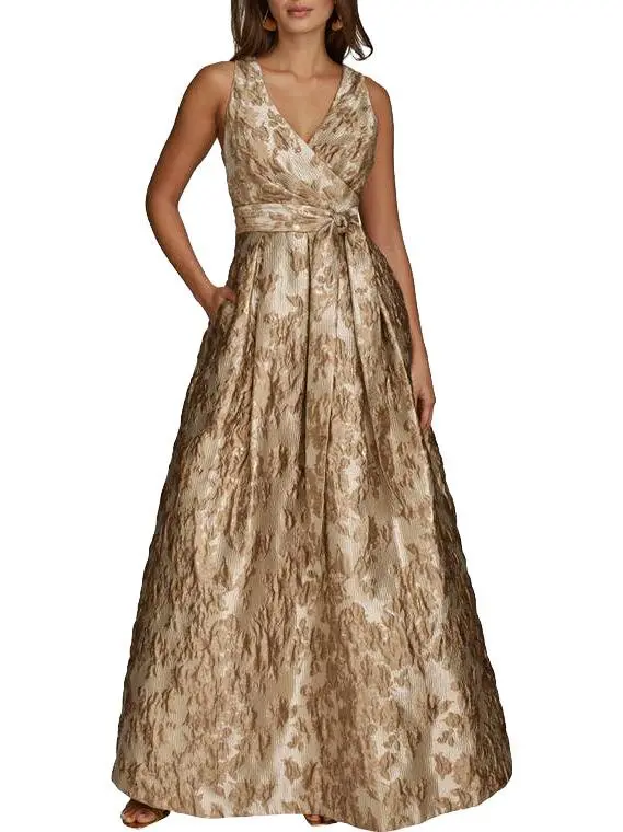 Donna Karan New York Metallic Jacquard Ballgown - Copper